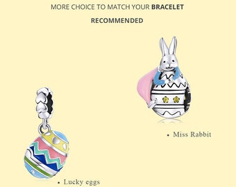 Charms for Bracelet Charms for Pandora Bracelet Colorful Lucky Egg Pink Heart Dangle Charm Fit Pandora Charms 925 Sterling Silver Charms
