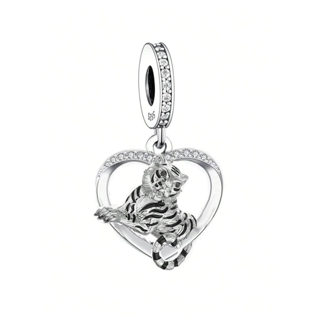 Tiger Heart Pendant Dangle Charm, for Pandora Charm Bracelet, 925 ...