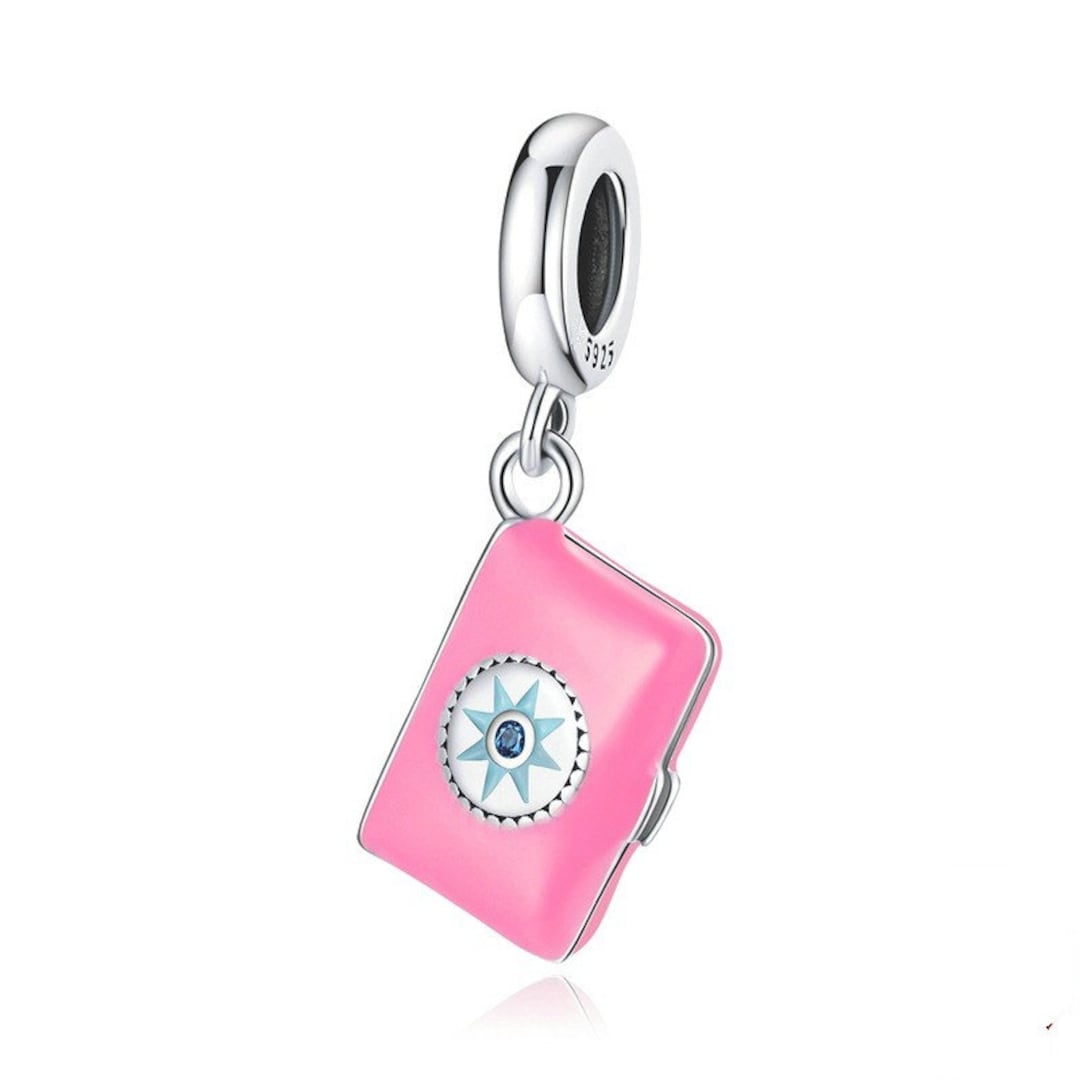925 Sterling Silver Charms,fit Pandora Charms,pink Enamel Diary Book ...