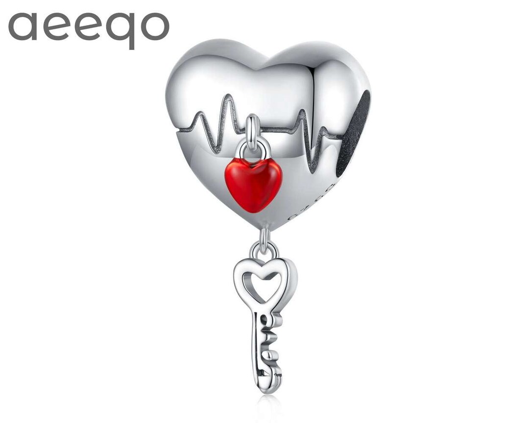 Key to Heart Red Enamel Lock Charm, Charms for Pandora Bracelet, Fit ...