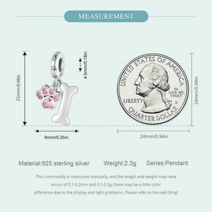 Dog Paw & Bone Pendant Charm, for Pandora Charm Bracelet, 925 Sterling ...