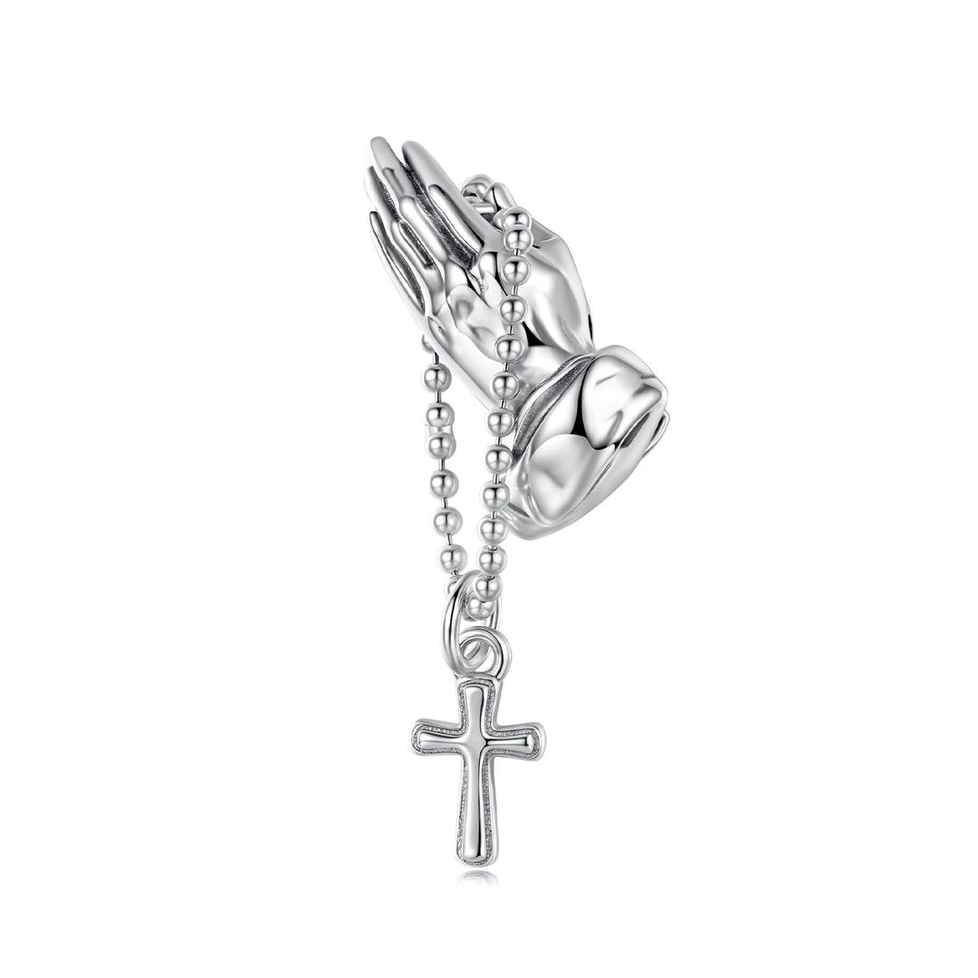 Praying Hand and Cross Faith Charm, 925 Sterling Silver Charms, Charms ...