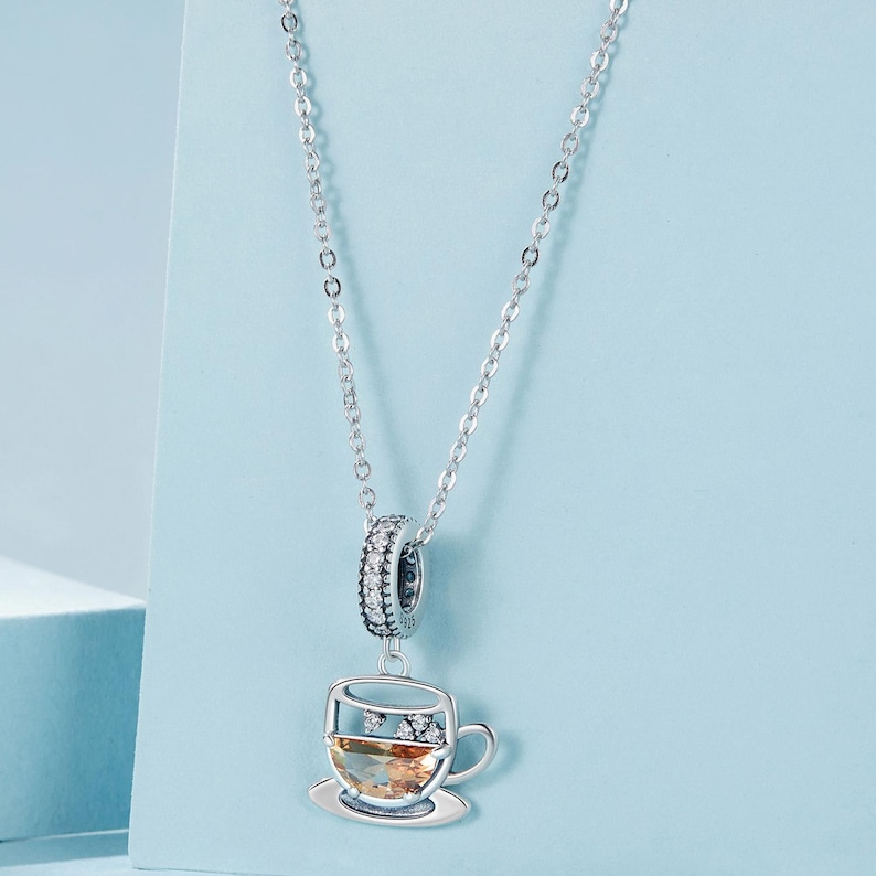 Funny Coffee Cup Pendant Charm, Fit Pandora Charms, 925 Sterling Silver ...