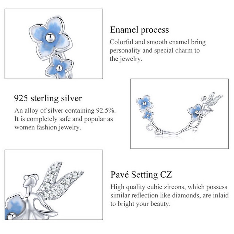 Fit Pandora Charms,blue Flower Fairy CZ Charm,charms for Bracelet,925 ...