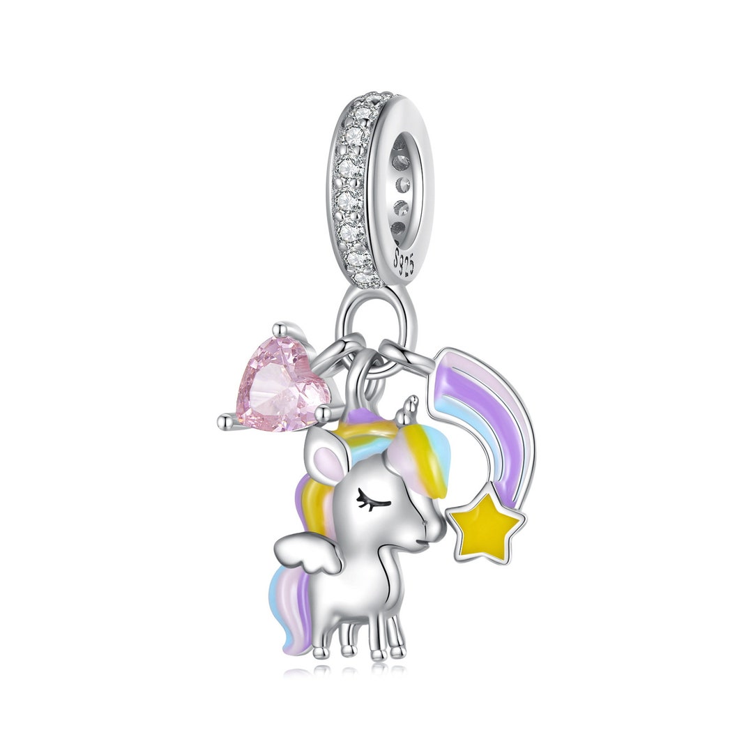 Unicorn Horse and Rainbow Charm, Fit Pandora Charms, for Pandora Charm ...
