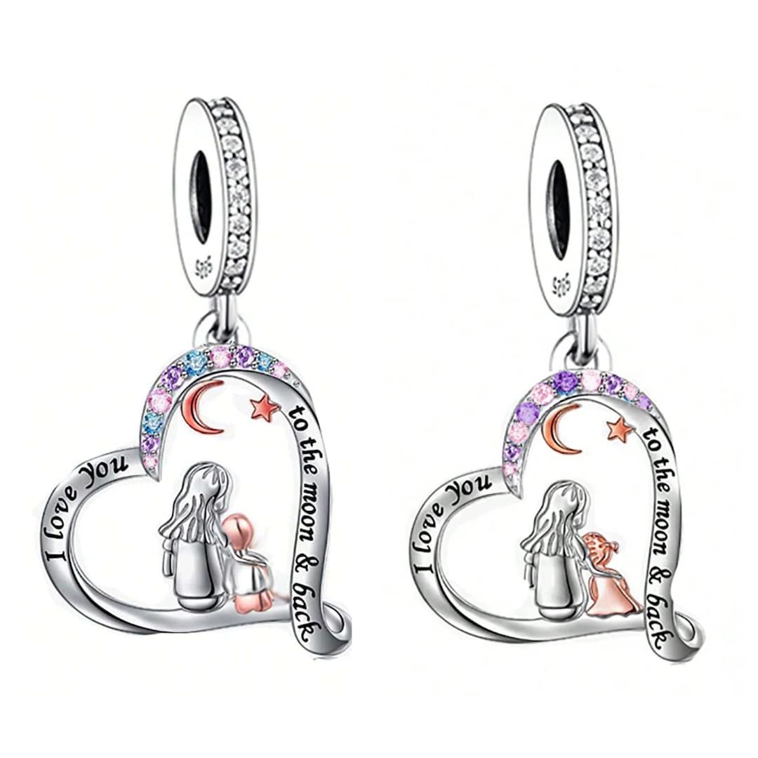 Mother Daughter Son I Love You to the Moon & Back Pendant Charm, 925 ...