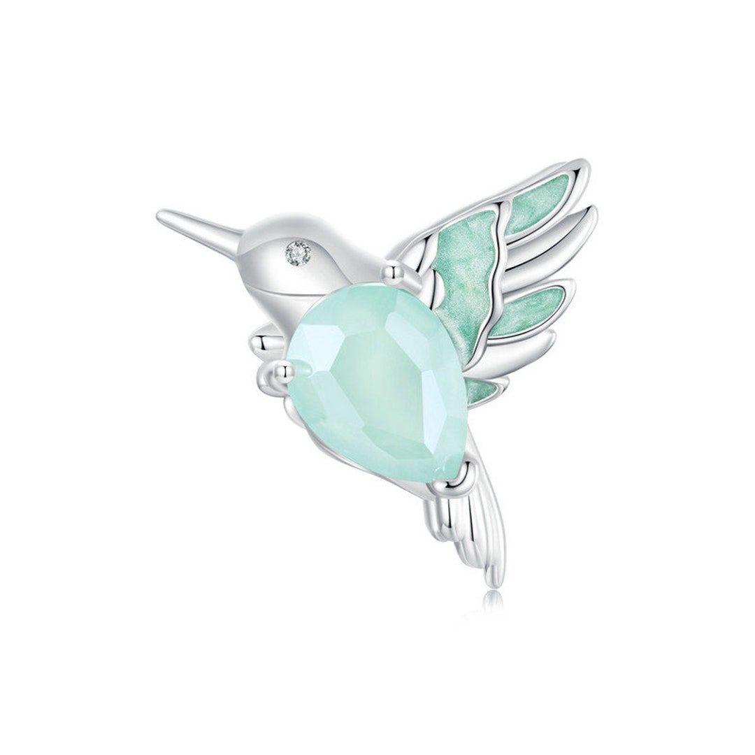 Hummingbird Bird With Flower Charm, 925 Sterling Silver Charms, Fit ...