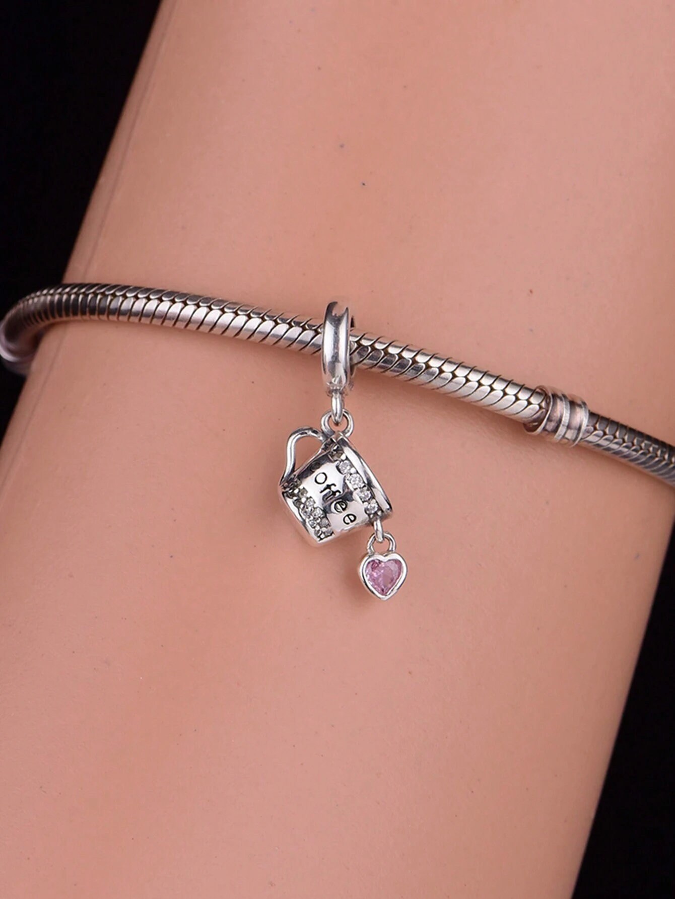 Coffee Cup With Heart Charm, 925 Sterling Silver Charms, Charms for ...