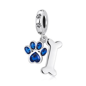 Dog Paw & Bone Pendant Charm, for Pandora Charm Bracelet, 925 Sterling ...