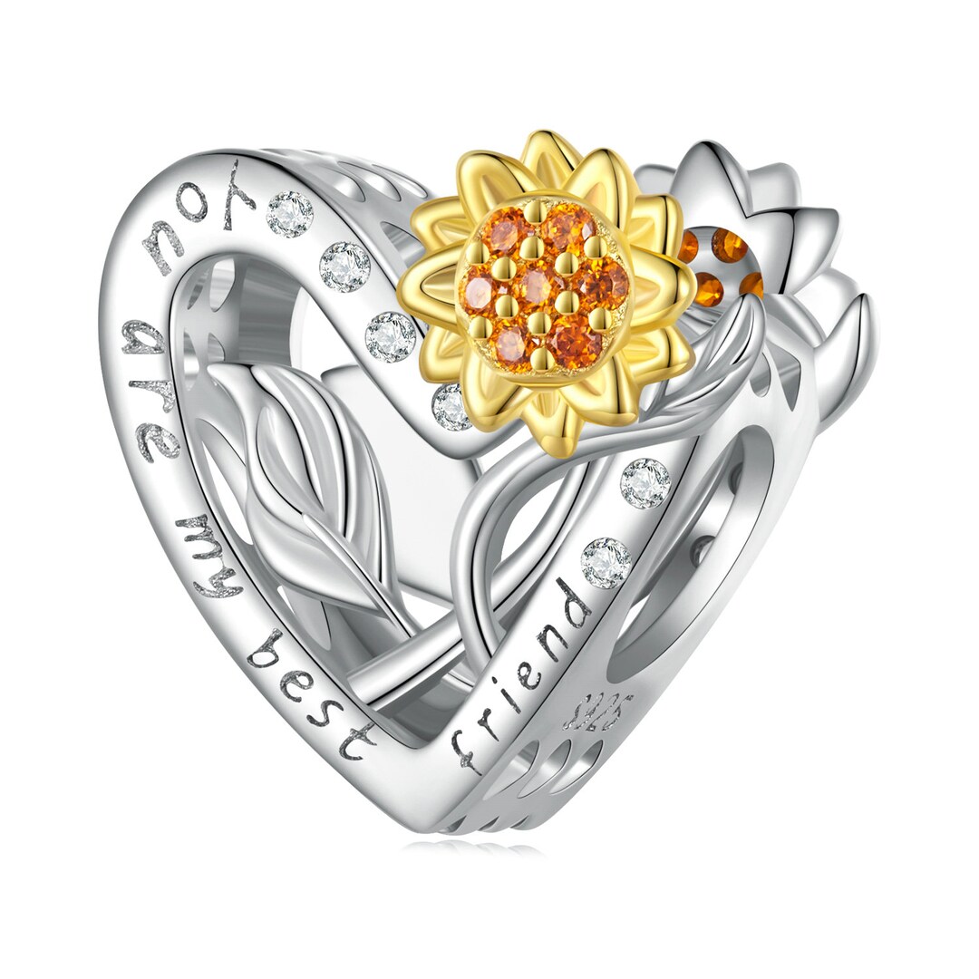 You Are My Best Friend Sunflower Heart Charm, Charms for Pandora ...