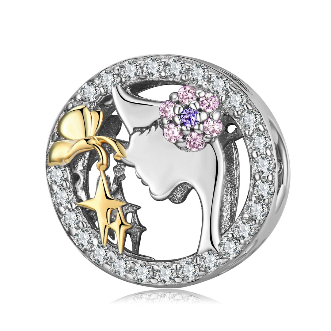 Openwork Girl With Flower Avatar Charm, Fit Pandora Charms, 925 ...
