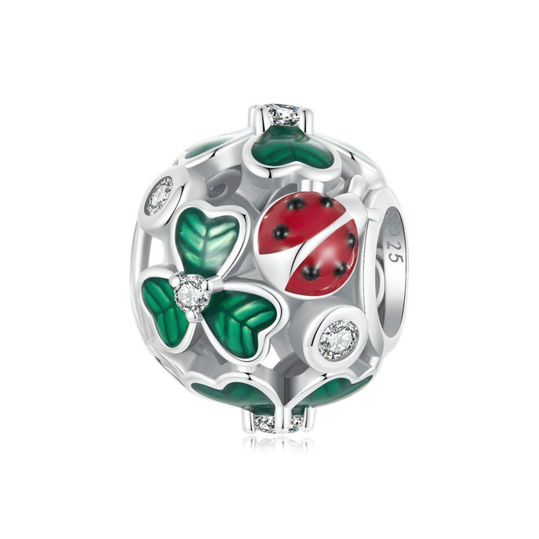 Openwork Lucky Clover Ladybug Charm, for Pandora Charm Bracelet, 925 ...