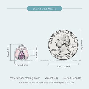 Pink Ladybird Charm, Pink Zircon Ladybug Charm, Fit Pandora Charms ...