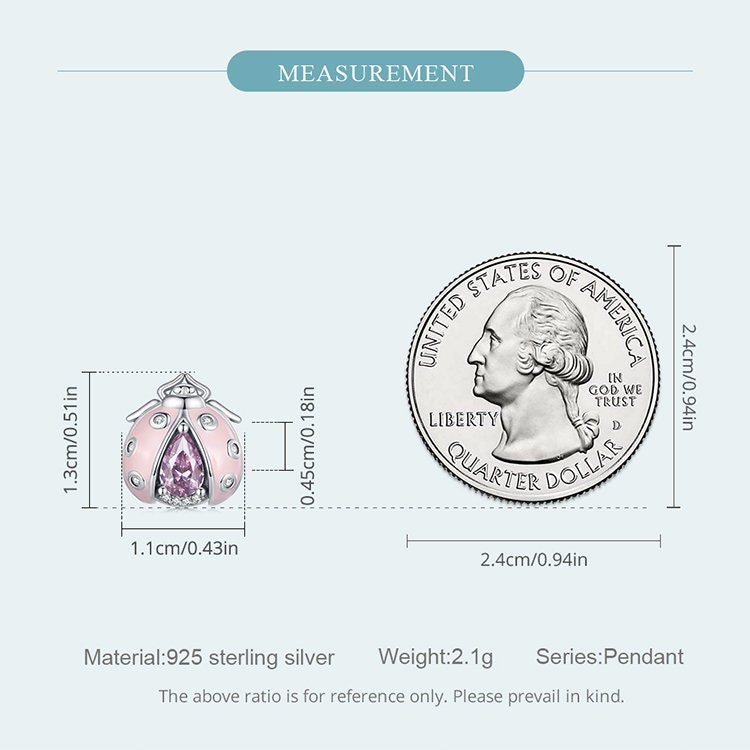 Pink Ladybird Charm, Pink Zircon Ladybug Charm, Fit Pandora Charms ...