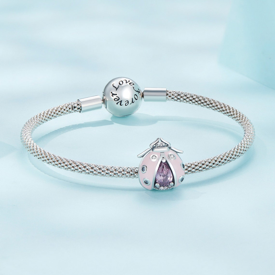 Pink Ladybird Charm, Pink Zircon Ladybug Charm, Fit Pandora Charms ...