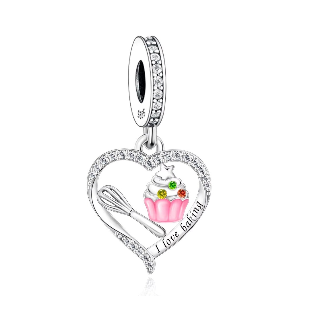 I Love Baking Cupcake Cooking Charm, Charms for Pandora Bracelet, Fit ...