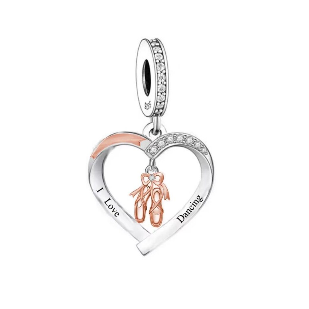 I Love Dancing Shoes Sport Heart Charm, Fit Pandora Charms, Charms for ...