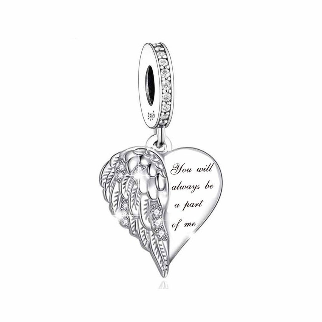 Angel Wings Heart Charm, You Will Always Be A Part of Me Charm, Charms ...