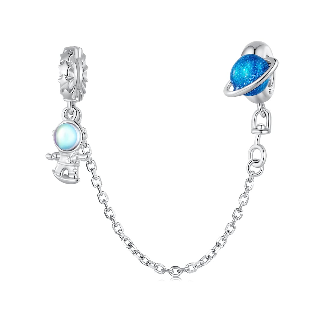 Astronaut and Planet Safety Chain Charm, Charms for Pandora Bracelet ...