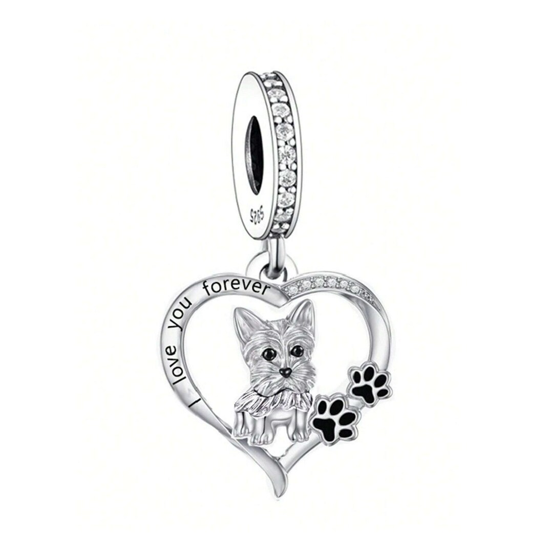 Puppy Dog Memory Heart Charm, Fit Pandora Charms, 925 Sterling Silver ...