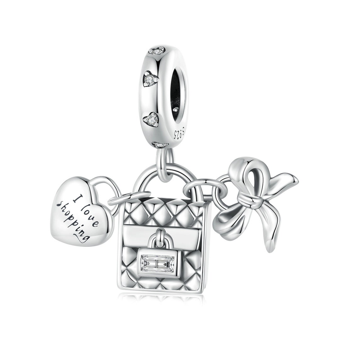 I Love Shopping Charm, Fit Pandora Charms, 925 Sterling Silver Charms ...