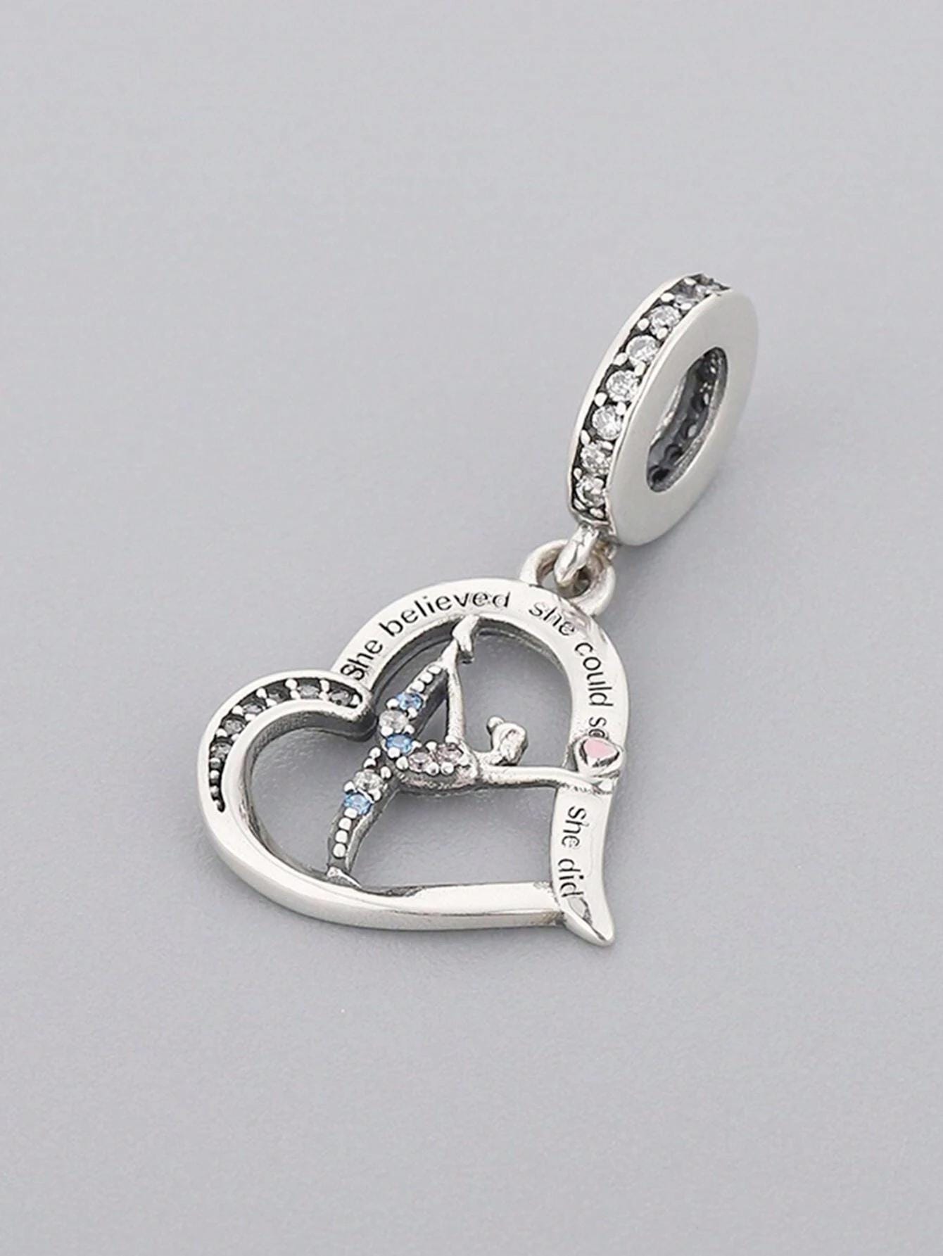 Gymnastics Dance Heart Charm, Fit Pandora Charms, 925 Sterling Silver ...