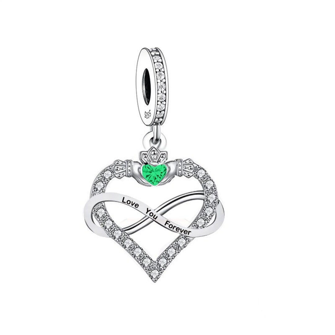 Celtic Claddagh Infinite Love Heart Charm, Crowned Heart Held by Two ...
