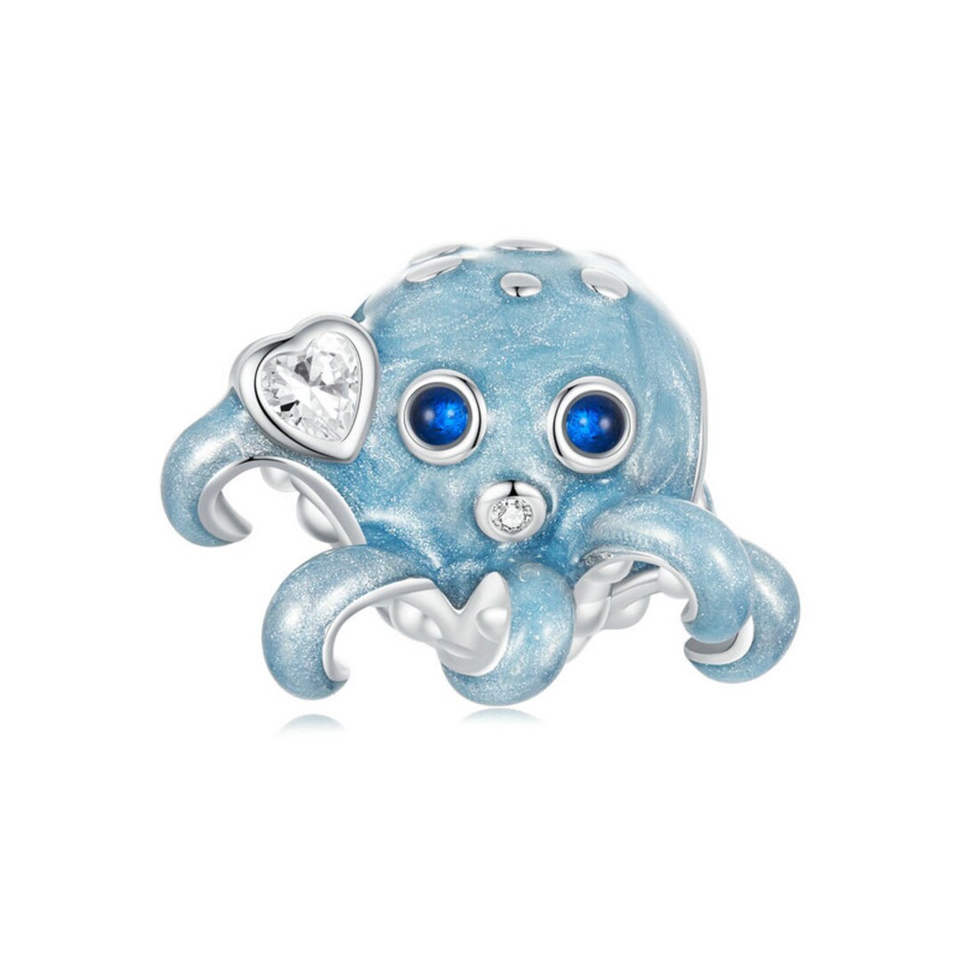 Octopus With Clear CZ Heart Charm, for Pandora Charm Bracelet, Fit ...