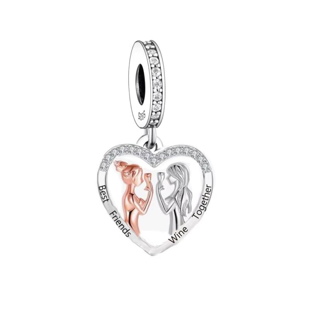 Two Sisters Wine Together Best Friends Charm, Fit Pandora Charms ...