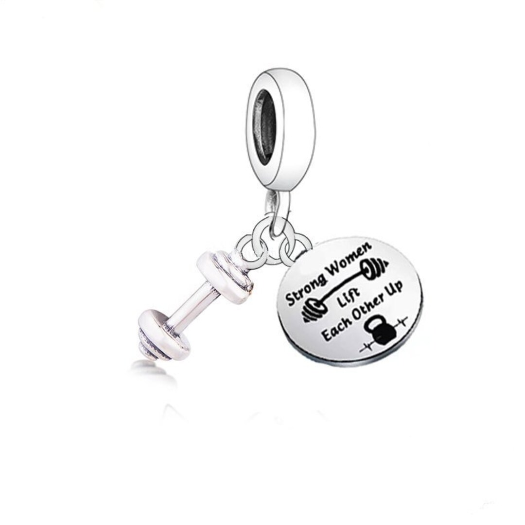 Strong Women Weightlifting Barbell Weight Dumbbell Charm, 925 Sterling ...