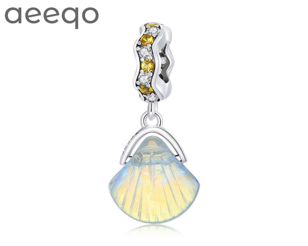 Ocean Series Sparkling Glazed Shell Pendant Charm, Charms for Pandora ...