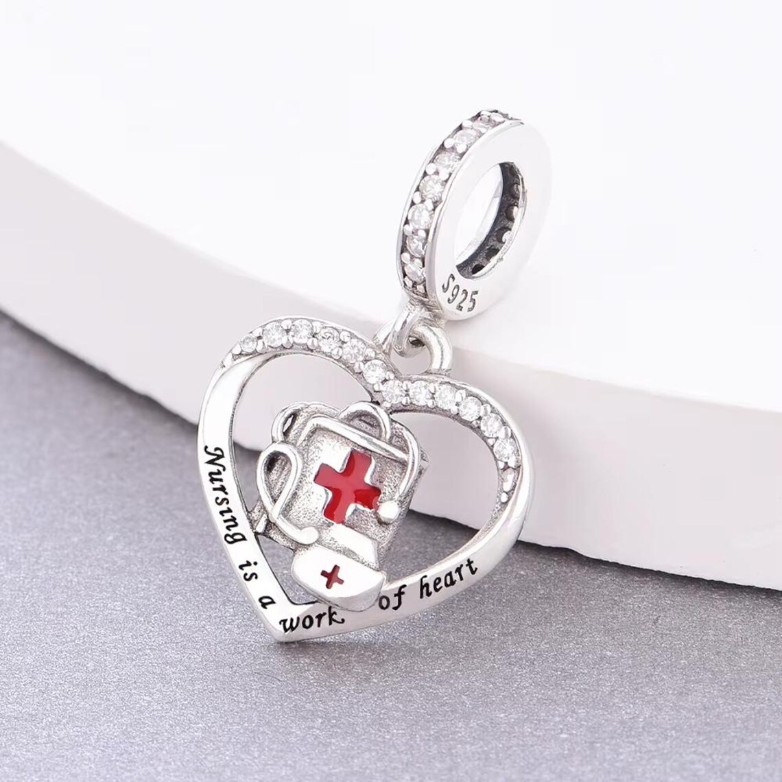 Nursing is A Worker of Heart Medical Rescue Bag Charm, Charms for ...