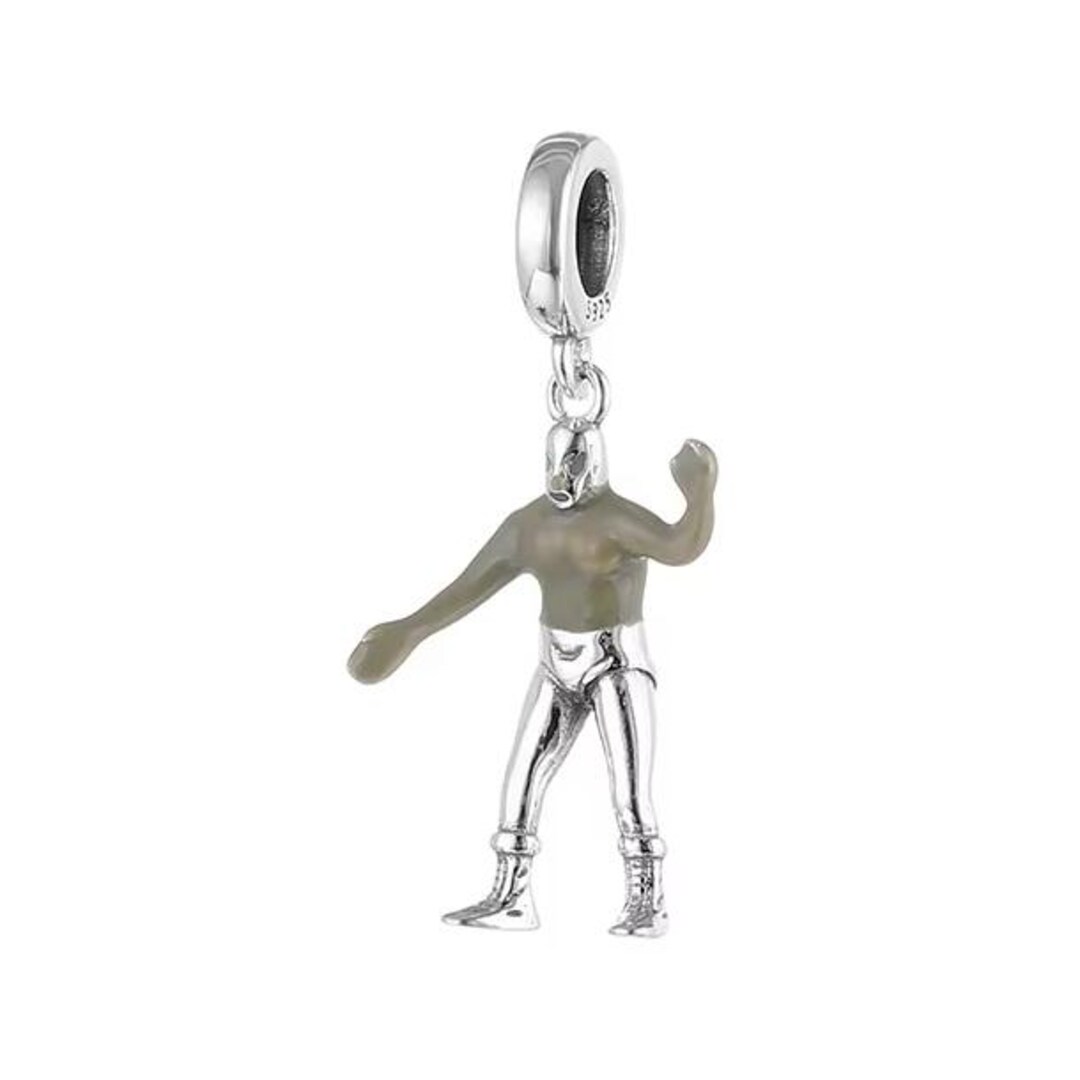 Mexican Wrestling Character Man Mask Dangle Pendant Charm, 925 Sterling ...