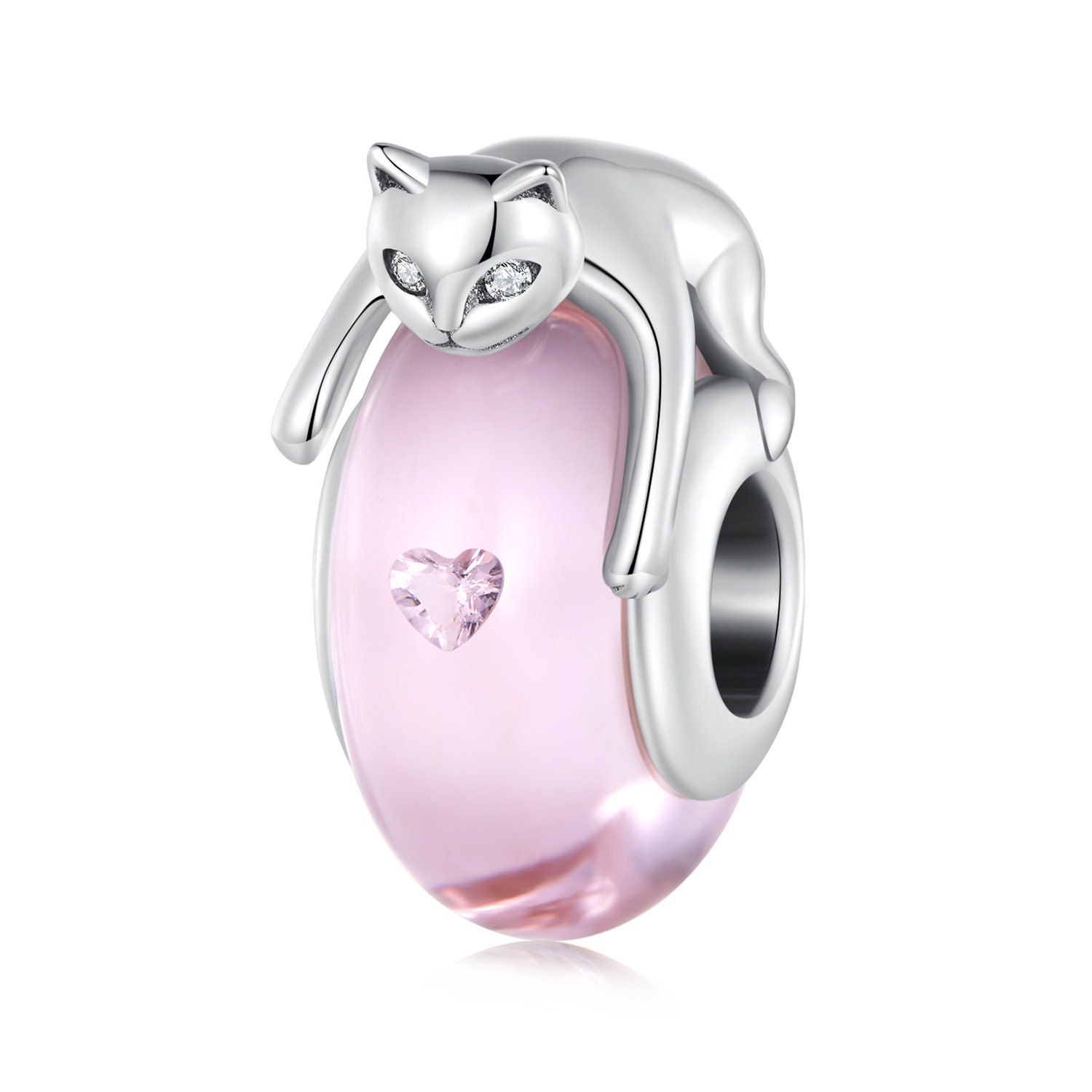 Cat on Round Glass Charm 925 Sterling Silver Charms Charms for Pandora Bracelet for Pandora Charm Bracelet Fit Pandora Charms Etsy UK