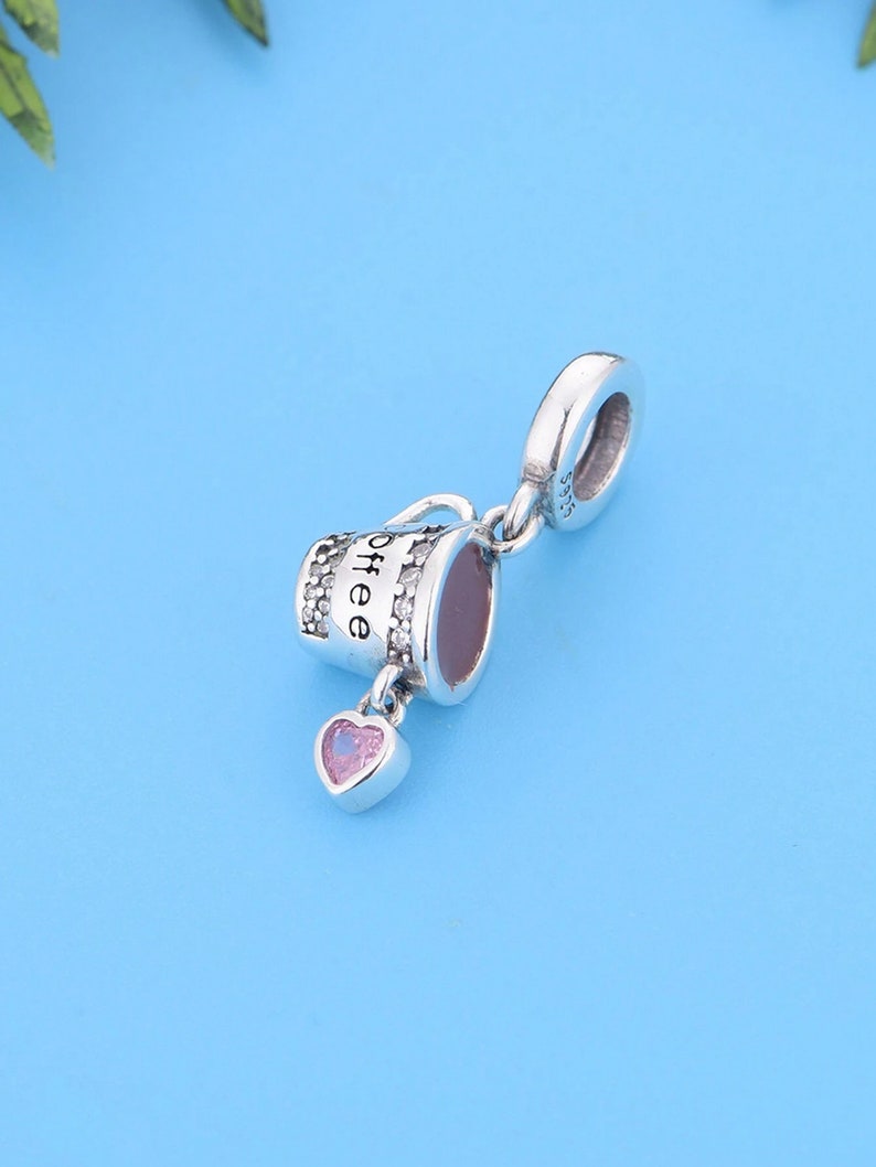 Coffee Cup With Heart Charm, 925 Sterling Silver Charms, Charms for ...