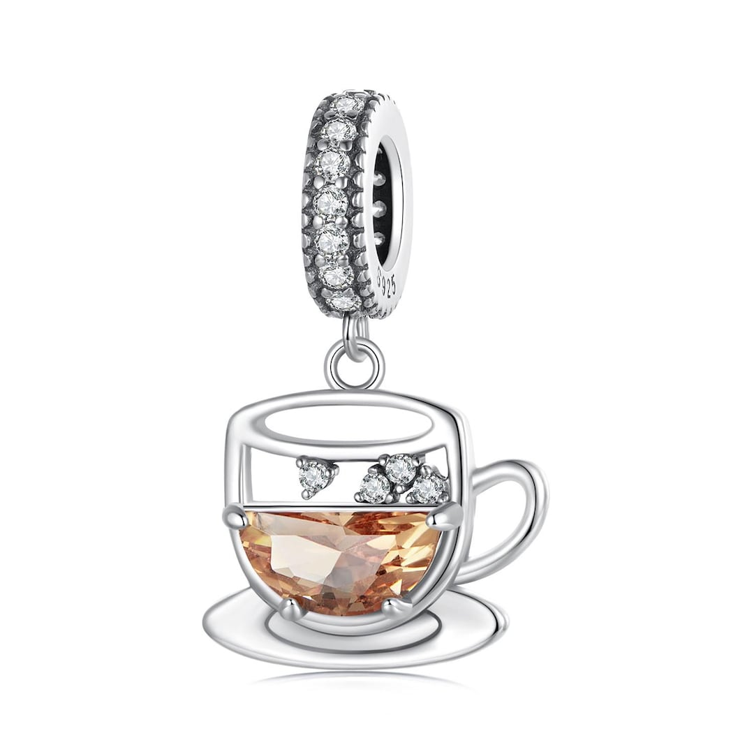 Funny Coffee Cup Pendant Charm, Fit Pandora Charms, 925 Sterling Silver ...