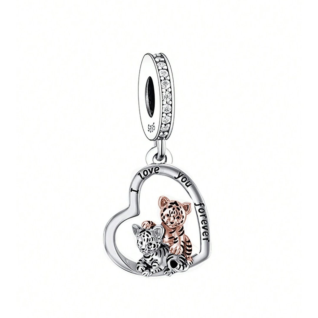 Tiger Brother Sister Heart Charm, Charms for Pandora Bracelet, Fit ...
