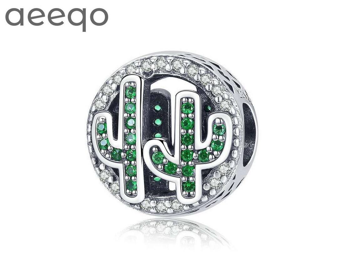 Charms for Pandora Bracelet, Charms for Bracelet, Cactus Plant Green CZ ...