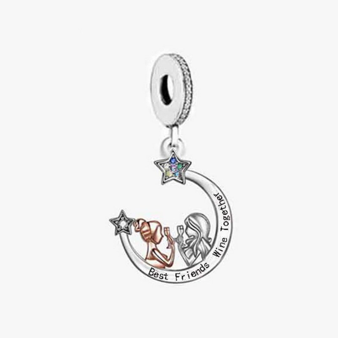 Best Friends Wine Together Charm, Charms for Pandora Bracelet, for ...