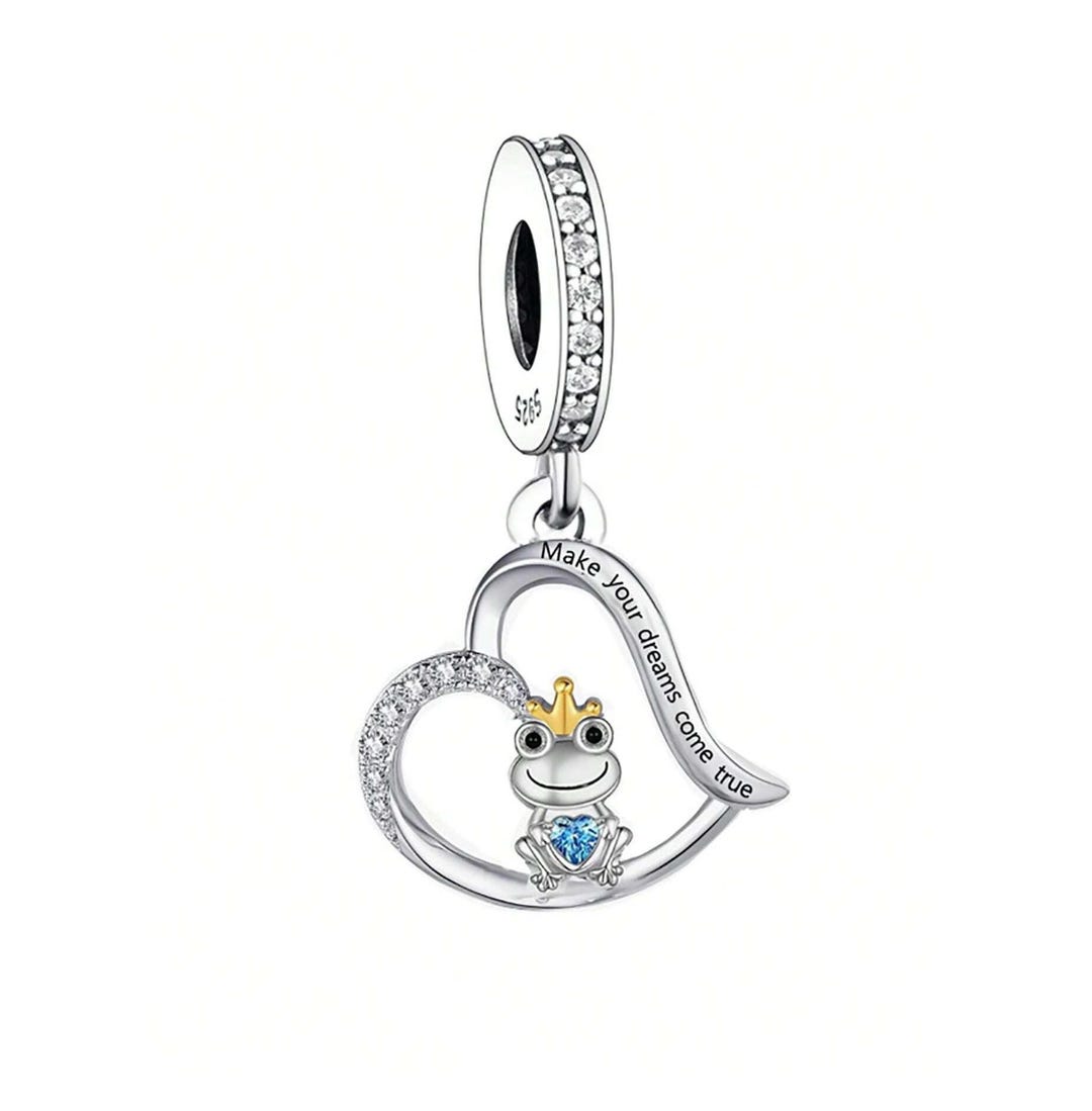 The Frog Prince With Blue Zircon Heart Charm, Make Your Dreams Come ...