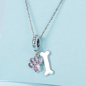 Dog Paw & Bone Pendant Charm, for Pandora Charm Bracelet, 925 Sterling ...