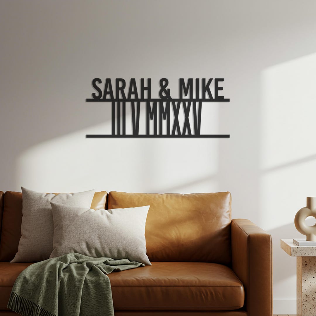 Custom Roman Numeral Sign, Personalized Name Date Wall Art, Wedding ...