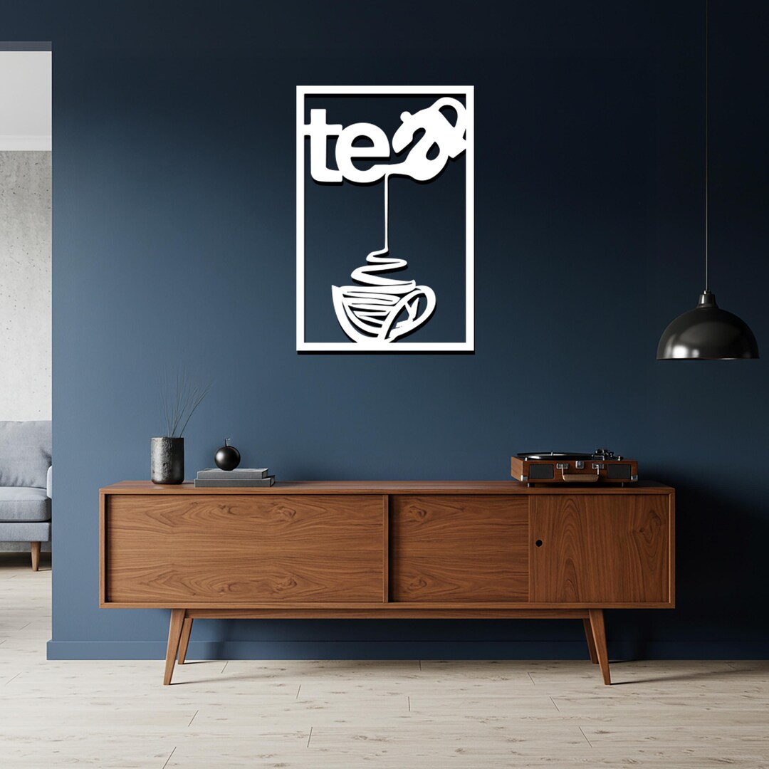 Tea Cup Metal Wall Art, Minimalist Kitchen Decor, Modern Tea Lover Gift ...