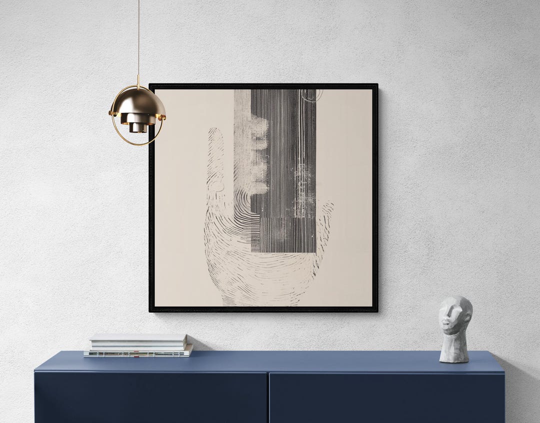 Minimalist Hand Print Abstract Art | Modern Black and White Wall Art ...