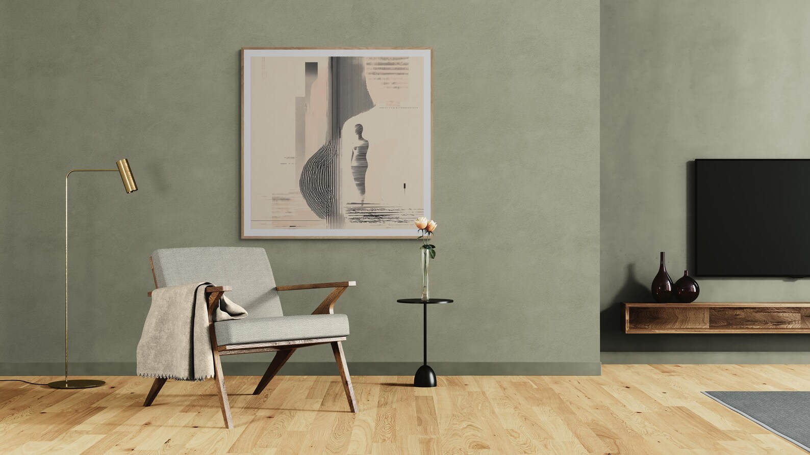 Modern Abstract Figurative Line Art Print in Neutral Tones | Surreal ...