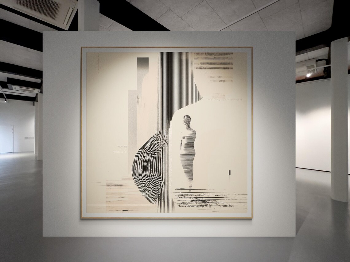 Modern Abstract Figurative Line Art Print in Neutral Tones | Surreal ...
