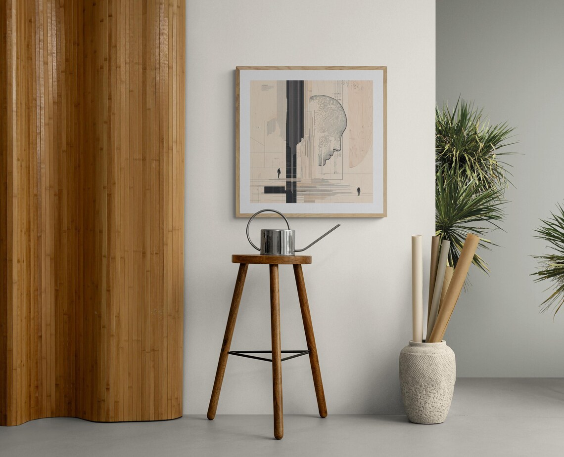 Abstract Minimalist Line Art | Surreal Digital Face Drawing (digital ...