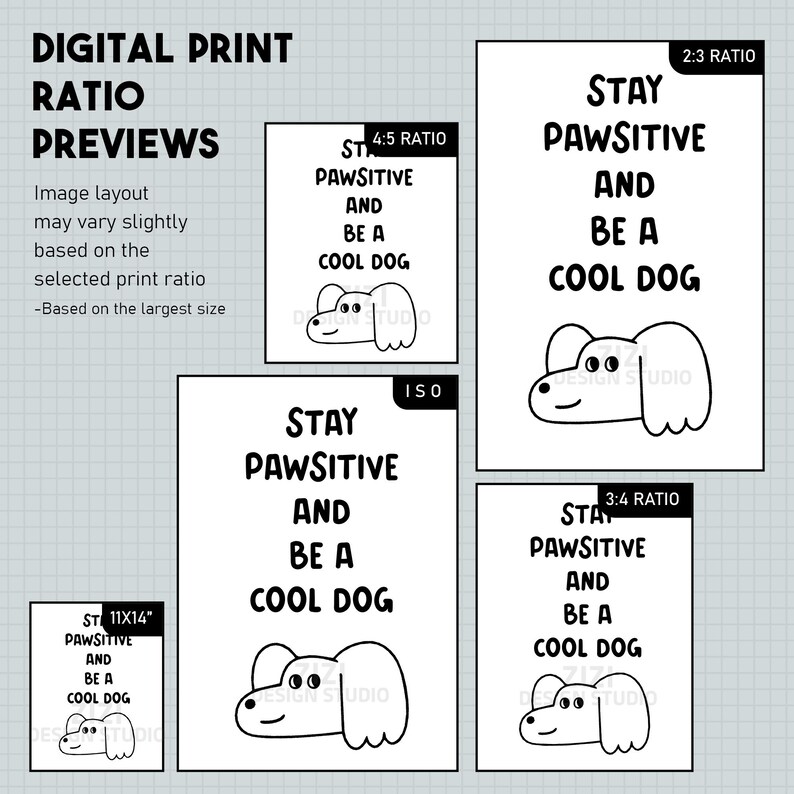 Funny Dog Quote Wall Art, COOL DOG, Stay Pawsitive Printable Poster ...