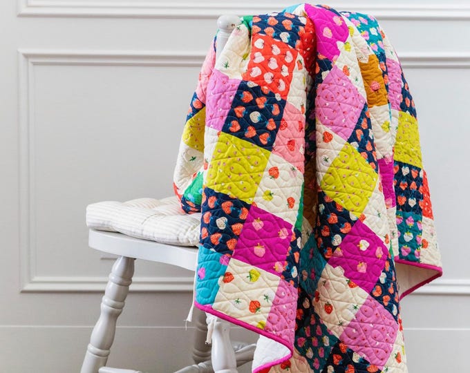 Strawberry Ruby Star Society Easy to Make Gingham Picnic Quilt Kit for ...