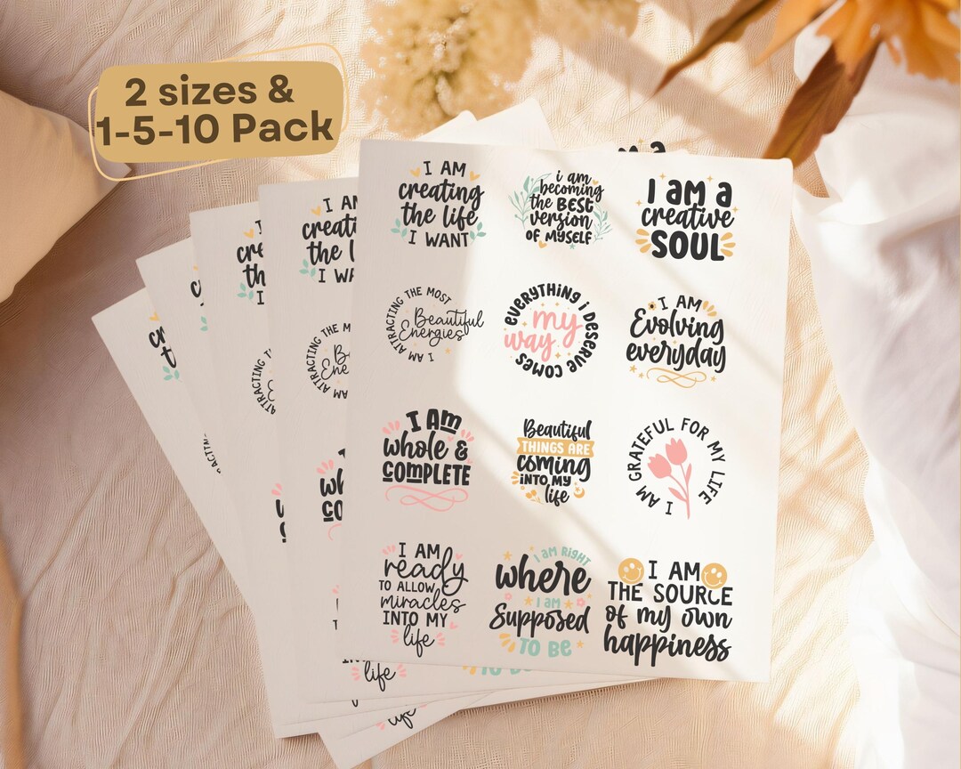 Positive Affirmation Sticker Sheet Journaling Kit Self Care Decoration ...